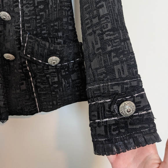 Kessley | Jackets & Coats | Kessley Textured Lace Edges Black Jacket ...